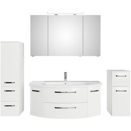 Badm&ouml;bel-Set &raquo;Serie 4010 4-teilig Keramik-Waschtisch mit LED-Spiegelschrank&laquo; Set wei&szlig; Holzwerkstoff B/H/T: 180,5cmcm x 200cmcm x 48cmcm