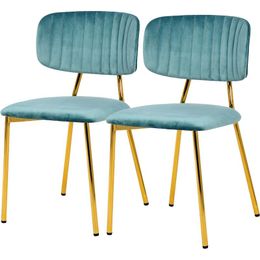Kayoom Polsterstuhl &raquo;Stuhl Giselle 125 2er-Set, pflegeleichter Samtbezug&laquo; (Set) 2 Stk.mit Armlehnen, goldenes Gestell aus Edelstahl, Samtbezug, Ziern&auml;hte 