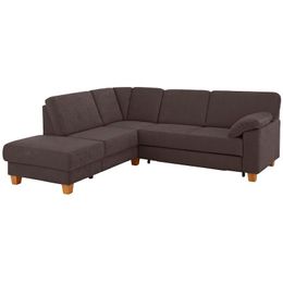 Home Affaire Ecksofa &raquo;Belfort L-Form&laquo; mit Federkern, wahlweise mit Schlaffunktion und Stauraum braun Struktur fein ( 100% Polyester);Luxus-Microfaser 