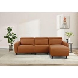 OTTO home Ecksofa &raquo;SKAANE Lederoptik, L-Form, 274 cm, manuelle/elektrische Relaxfunktion,&laquo; rundes Design, Kopfteilverstellung, Federkernpolsterung 