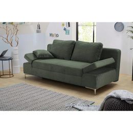 Jockenh&ouml;fer Schlafsofa &raquo;Jano, B: 202 cm, Liegefl. 144x200 cm&laquo; mit Schlaffunktion, Bettkasten, Armteilverstellung & 1 Zierkissen gr&uuml;n B/H/T: 202cm x 103cm, Cord, 