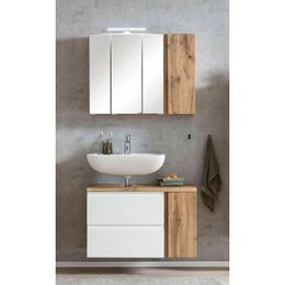 Welltime Badm&ouml;bel-Set &raquo;S&ouml;lden&laquo; 2 Stk. tlg. wei&szlig; MDF B/H/T: 85cmcm x 200cmcm x 35cmcm, Siphonausschnitt links