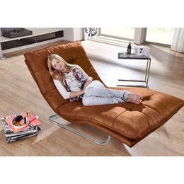 W.Schillig Relaxliege &raquo;daily dreams&laquo; in Waffelkissen-Optik, wahlweise mit Motor, Freischwingergestell braun Longlife Xtra-Leder Z69: Das feinnarbige, 