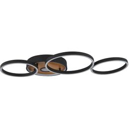 Searchlight LED Deckenleuchte &raquo;Deckenleuchte Curio, 1-flammig&laquo; LED-Modul 1 Stk. Warmwei&szlig; Echtholz schwarz 1, H: 8cm, 1 Stk.