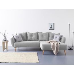 Home Affaire Ecksofa &raquo;Baggio formsch&ouml;ne Polsterecke, bequem, Breite 277cm, L-Form&laquo; Zierkissen inklusive grau B/H/T: 277cm x 80cm x 162cm, Struktur 