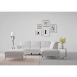 Sit & More sit&more Ecksofa &raquo;Fashion L-Form&laquo; wahlweise mit Kopfteilverstellung, Vorziehsitz, motorisch, Nickelf&uuml;&szlig;e silber B/H/T: 250cm x 84cm x 207cm, Soft clean