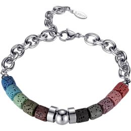 Firetti Armband &raquo;Schmuck Geschenk Edelstahl Armschmuck Ankerkettengliederung&laquo; mit Lavastein bunt 23,5cm, Edelstahl