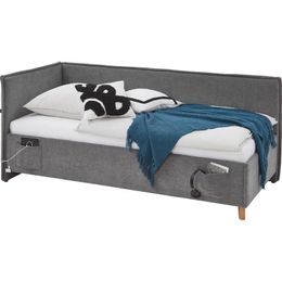Meise M&ouml;bel meise.m&ouml;bel Kinderbett &raquo;FUN II&laquo; Polsterbett wahlweise mit Bettkasten, Jugendbett inkl. USB-Anschluss grau Liegefl&auml;che L&auml;nge B: 200cm x 120cm, 