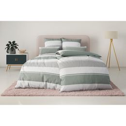 OTTO home Bettw&auml;sche &raquo;Yonne&laquo; 3 in frischen Farben, gestreifte Bettw&auml;sche, ab Gr. 135x200 cm gr&uuml;n Renforc&eacute;, Obermaterial: 100% Baumwolle B/L: 200cm x 