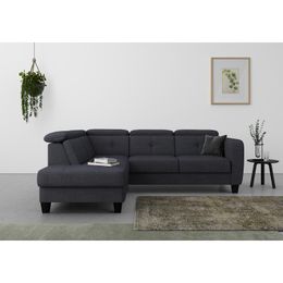 Sit & More sit&more Ecksofa &raquo;Belluci L-Form&laquo; inklusive Federkern, wahlweise mit Schlaffunktion und Bettkasten blau B/H/T: 249cm x 85cm x 195cm, Struktur weich, 
