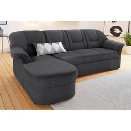 DOMO collection Ecksofa &raquo;SARAFINA 232x146 cm, auch mit Federkern f&uuml;r noch mehr Sitzkomfort!&laquo; whlw. mit Bettfunktion, L-Form grau Luxus-Microfaser (92%
