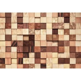 Komar Fototapete &raquo;Lumbercheck - Gr&ouml;&szlig;e 368 x 254 cm&laquo; bedruckt glatt Wohnzimmer, Schlafzimmer beige Papier B/L: 368m x 254m, Rollen: 8