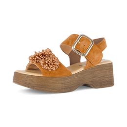 Gabor Damen Sandalette, Gr. 42, braun, Veloursleder, unifarben, Schuhe, Sommmerschuh mit Plateau und Absatz in Holzoptik