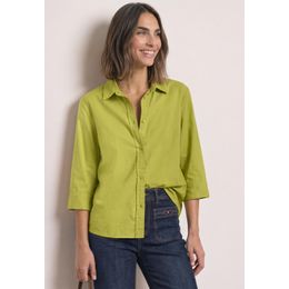 Street One Damen Hemdbluse, gr&uuml;n, Gr. 42, unifarben, Web, 100% Baumwolle, Blusen, mit 3/4 &Auml;rmeln