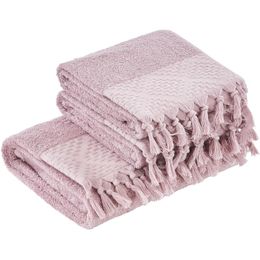 done. Handtuch Set &raquo;Provence Boh&eacute;me&laquo; Uni-Farben, Boho-Style, mit auff&auml;lliger Borte & Fransen rosa Walkfrottier, Obermaterial: 100% Baumwolle 3 Stk., 