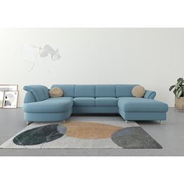 Sit & More sit&more Wohnlandschaft &raquo;Apulia U-Form&laquo; wahlweise Schlaffunktion, Bettkasten und Kopf- und Armteilverstellung blau Webstoff (100% Polyester);Struktur 