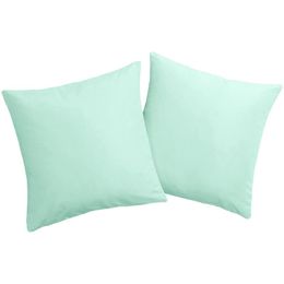 OTTO home Dekokissen &raquo;Parry Microfaser&laquo; 2-er Set, unifarben, Kissenh&uuml;llen ohne F&uuml;llung, mit Rei&szlig;verschluss gr&uuml;n Polyester B/L: 40cm x 40cm, 2 Stk.