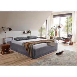 Westfalia Schlafkomfort Polsterbett &raquo;Texel&laquo; Standardh&ouml;he mit Zierkissen, Bettkasten bei Ausf&uuml;hrung mit Matratze grau Bezug Bett: Veloursstoff 100% Polyester oder Microfaser (