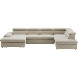 Sit & More sit&more Wohnlandschaft &raquo;Valantine U-Form, B: 349 cm&laquo; mit Arm- & Kopfteilverstellung, optional mit Schlaffunktion beige 100% Polyester B/H/T: 349cm x 