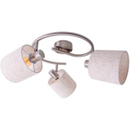 N&auml;ve n&auml;ve Deckenleuchte &raquo;Maron&laquo; E14 1 Stk. 3er Decken-, Wandleuchte, Rondell, Spot, 3xE14 max. 40W, Metall/Textil beige 3, &Oslash; 12cm H: 22cm, 1 Stk.