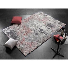 OCI DIE TEPPICHMARKE Teppich &raquo;JUWEL DRAMATICA&laquo; rechteckig 20 mm H&ouml;he Kurzflor, Wohnzimmer, Marmor Optik, Hoch Tief Effekt rot Polyester, Polypropylen 