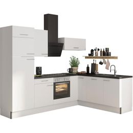 Optifit K&uuml;che &raquo;Klara&laquo; 270 x 200 cm breit, wahlweise mit E-Ger&auml;ten wei&szlig; B/H/T: 270cm x 60cm, ohne E-Ger&auml;te