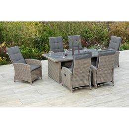 Merxx Garten-Essgruppe &raquo;Atrani&laquo; 7 Stk. tlg. 6 Hochlehner mit Kissen, Tisch beige Aluminium, Kunststoff B/H/T: 70cm x 105cm x 64cm, Dining Set