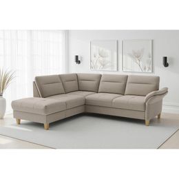 Sit & More sit&more Ecksofa &raquo;Pamela, B: 218 cm, L-Form, wahlweise mit Schlaffunktion und Bettkasten&laquo; mit Federkern und Liegefl&auml;che aus Originalstoff beige 95% 