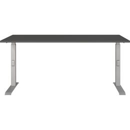 Germania Schreibtisch &raquo;Downey&laquo; h&ouml;henverstellbar von 68-91 cm, verf&uuml;gbar in verschiedenen Breiten grau B/H/T: 160cm x 91cm x 80cm, Gestellfarbe Silber