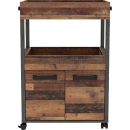 FORTE Barschrank &raquo;Homebar&laquo; H&ouml;he ca. 88 cm grau FSC -zertifizierter Holzwerkstoff Betonoptik Dunkelgrau / Old-Wood Vintage, B/H/T: 60cm x 88,2cm x 40cm