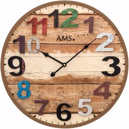 AMS Unisex AMS Wanduhr &raquo;W9539&laquo; Quarzuhr,Holz,Wohnzimmer,Esszimmer,K&uuml;che,Arbeitszimmer,B&uuml;ro,Flur braun B/H/L: 5cm