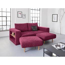 LOOKS by Wolfgang Joop 3-Sitzer &raquo;Looksvb&laquo; Verwandlungssofa: aus Sofa wird Sofa mit 2 Hockern, mit Regalfunktion lila B/H/T: 212cm x 96cm x 107cm, 