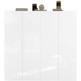 OTTO home Schuhschrank &raquo;SMILE Breite 124 cm, H&ouml;he 114 cm, Schuhregal mit 5 Ebenen, 10 F&auml;cher,&laquo; Schuhkommode in Weiss Hochglanz Lack wei&szlig; FSC -
