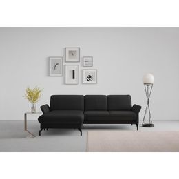 Sit & More sit&more Ecksofa &raquo;Fashion L-Form&laquo; wahlweise mit Kopfteilverstellung und Vorziehsitz, motorisch schwarz B/H/T: 253cm x 84cm x 165cm, Luxus-Microfaser 