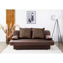 Collection AB Schlafsofa &raquo;Ulla, B: 186 cm, Liegel. 142x186 cm&laquo; Schlaffunktion, Bettkasten & 2 Wende-R&uuml;ckenkissen braun B/H/T: 186cm x 94cm x 85cm, 