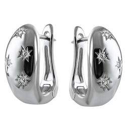 Firetti Damen Paar Creolen &raquo;Schmuck Geschenk Silber 925 Ohrschmuck Ohrringe Sterne&laquo; mit Zirkonia (synth.) silber 14,1mm, Silber 925 (Sterlingsilber)