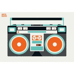 Livingwalls living walls Fototapete &raquo;ARTist Ghetto Blaster&laquo; Vlies, Wand, Schr&auml;ge bunt Vlies B/L: 4m x 2,7m