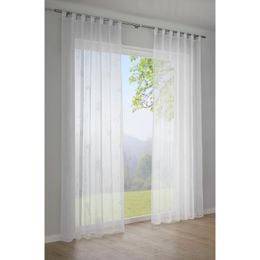 Gardine &raquo;Schal Voile mit Flockprint Pusteblume&laquo; Schlaufen 1 Stk. tlg. mit Schlaufen wei&szlig; Polyester 245cm, Schlaufen, 140cm