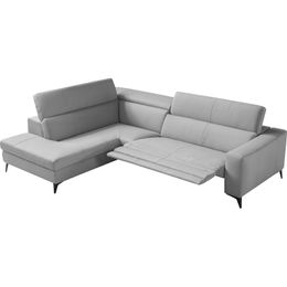 Egoitaliano Ecksofa &raquo;Edith, Designsofa mit hohem Sitzkomfort, Breite 269cm, L-Form&laquo; inkl. elektrischer Relaxfunktion und manuell verstellbaren Kopfteilen grau 