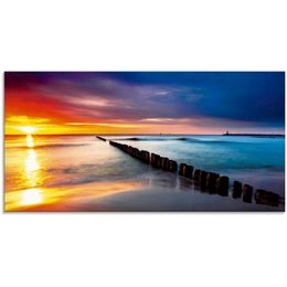 Artland Glasbild &raquo;Ostsee mit sch&ouml;nem Sonnenaufgang&laquo; Strand 1 Stk. tlg. in verschiedenen Gr&ouml;&szlig;en blau B/H/T: 60cm x 30cm, Glasbild Strand, 1 Stk.