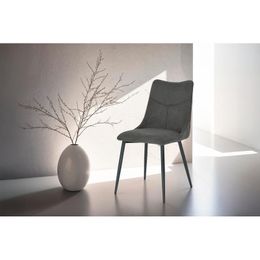 ByLiving Esszimmerstuhl &raquo;Carlo&laquo; (Set) 2 Stk.Gestell Metall schwarz, K&uuml;chenstuhl, Webstoffbezug, diverse Farben grau B/H/T: 59cm x 88cm x 47cm, 2 Stk.,