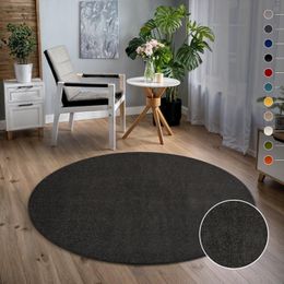 Sanat Teppich &raquo;UNI , auch als L&auml;ufer und Rund&laquo; rund 13 mm H&ouml;he robuster Kurzflorteppich, gro&szlig;e Farbauswahl, Wohnzimmer, alle R&auml;ume grau Kunstfaser &Oslash; 80cm 1 