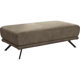 Die PlanBar Hocker &raquo;PN-EM22041&laquo; hochwertige Kaltschaumpolsterung, stylische Metallf&uuml;&szlig;e grau B/H/T: 133cm x 45cm x 72cm, Anilinleder