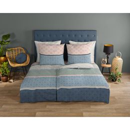 Good Morning Wendebettw&auml;sche &raquo;Vida&laquo; 2 Stk. 100% Baumwolle, Renforc&eacute;, Rei&szlig;verschluss, Wendeoptik, blau, rosa blau Renforc&eacute;, Obermaterial: 100% 