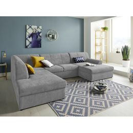 DOMO collection Wohnlandschaft &raquo;Topper, elegant und zeitlos, komfortabel, U-Form&laquo; wahlweise mit Bettfunktion grau B/H/T: 320cm x 78cm x 213cm, 