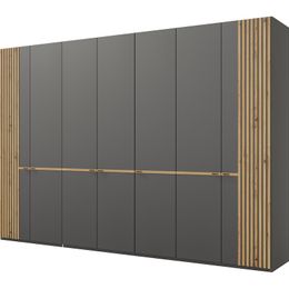 Musterring Kleiderschrank &raquo;Isabelle&laquo; Lamellen in Eiche, Griffe in schwarz, verschiedene Gr&ouml;&szlig;en und Farben grau Hartfaserplatte, Holzwerkstoff Graphit-Dekor, B/H/