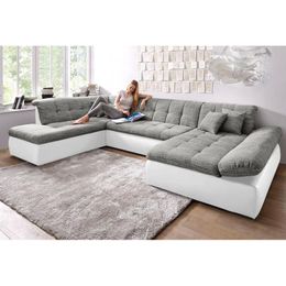 DOMO collection Wohnlandschaft &raquo;MORIC 353x216x80 cm, mit viel Platz, U-Form, auch in Cord&laquo; im XXL-Format, wahlweise mit Bettfunktion und 