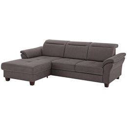 OTTO home Ecksofa &raquo;Solvei L-Form&laquo; mit Recamierenabschlu&szlig; und Sitztiefenverstellung grau Struktur (100% Polyester);Luxus-Microfaser Lederoptik (100% 