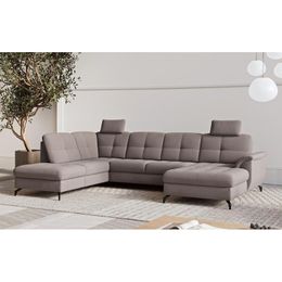 Sit & More sit&more Wohnlandschaft &raquo;Zora&laquo; wahlweise mit Schlaffunktion und Bettkasten grau 90% Polyester 10% Polyamid B/H/T: 319cm x 92cm x 212cm, Struktur weich