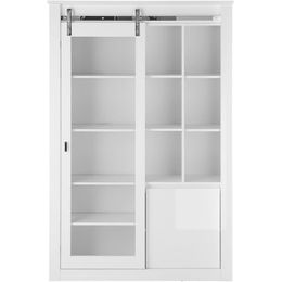 Home Affaire Vitrine &raquo;Daytona, moderner Hochschrank, Glasvitrine in Wei&szlig; Hochglanz&laquo; mit Schiebet&uuml;renbeschlag in Chrom-Optik, ausreichend Stauraum wei&szlig;